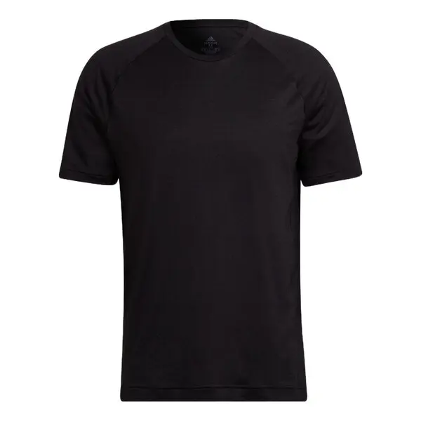 Adidas Solid Color Round Neck Pullover Sports Short Sleeve Black T-shirt - Default Color