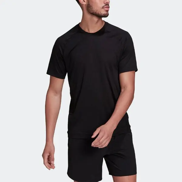 Adidas Solid Color Round Neck Pullover Sports Short Sleeve Black T-shirt