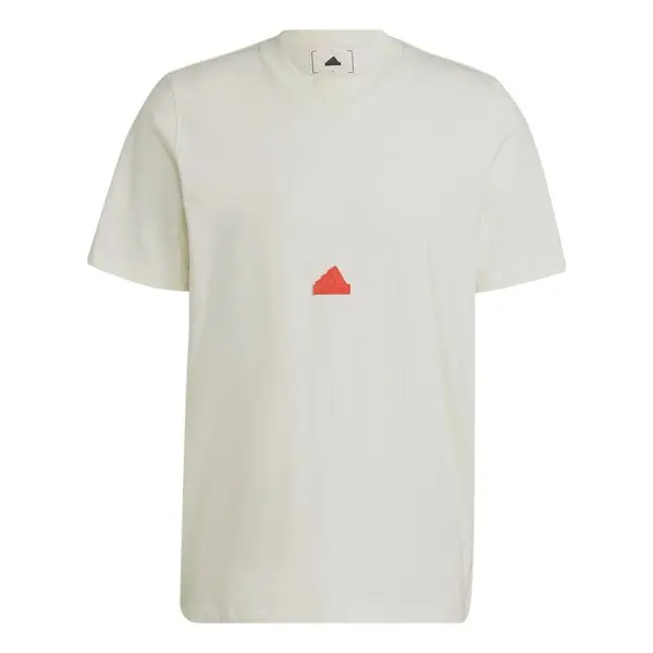 Adidas Solid Color Micro Mark Logo Round Neck Pullover Short Sleeve White T-shirt - Multi-color
