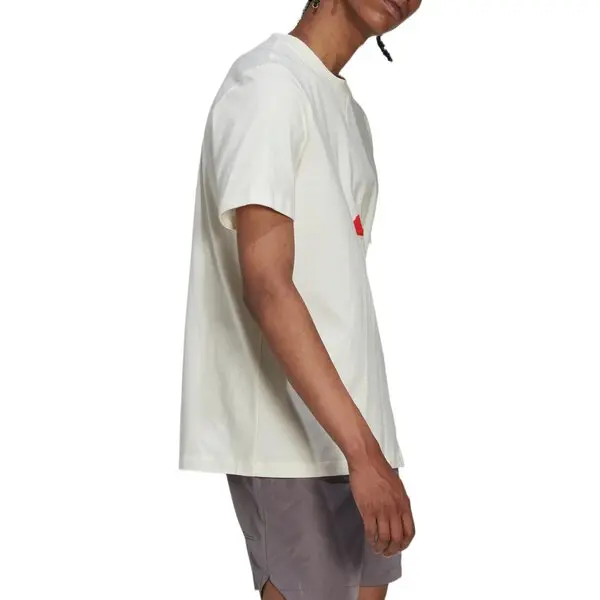 Adidas Solid Color Micro Mark Logo Round Neck Pullover Short Sleeve White T-shirt