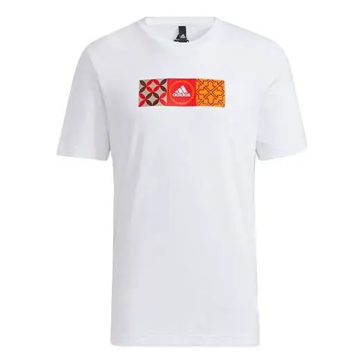 Adidas Cny Gfx Tee Limited Logo Printing Sports Round Neck Short Sleeve - White