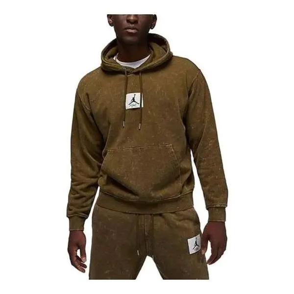 JORDAN Flight Fleece Washed Pullover Hoodie - Green