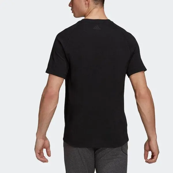 Adidas Solid Color Logo Alphabet Printing Round Neck Short Sleeve Black T-shirt