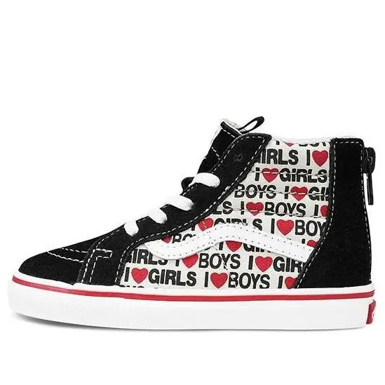 VANS Sk8-hi Zip 'i Heart Print' High Top Sneakers - Black/red