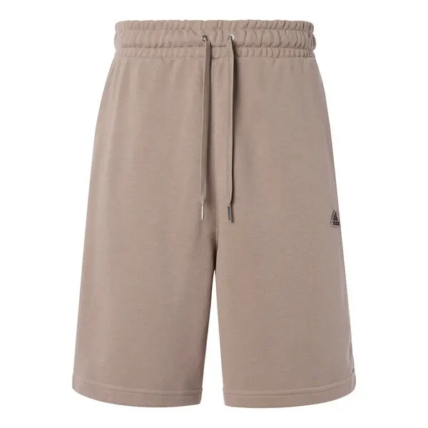 Adidas Solid Color Logo Printing Lacing Straight Shorts - Brown