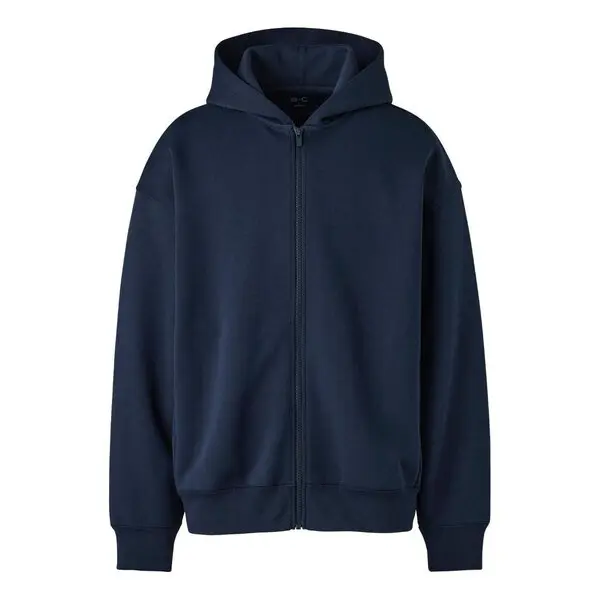 Uniqlo Sweat Oversized Full-zip Hoodie - Navy