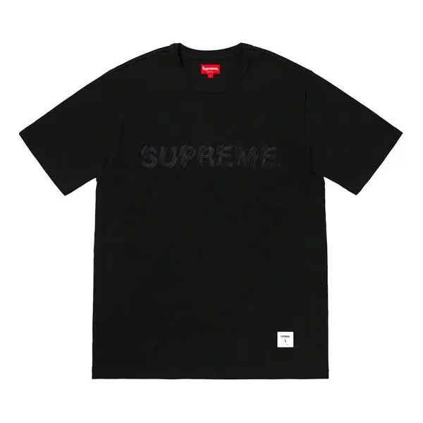 Supreme Ss19 Shatter Tee Large Logo Embroidered Short Sleeve - Black