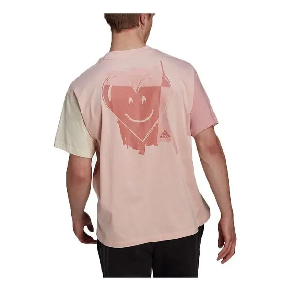 Adidas Colorblocked Round Neck Short Sleeve T-shirt - Pinkred