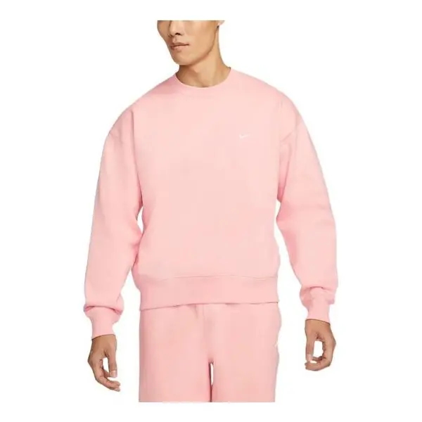 Nike Solid Color Logo Embroidered Round Neck Pullover Pink - Multi-color