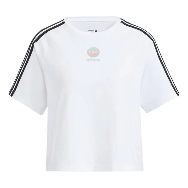 Adidas Neo Contrast Stripe Sports T-shirt - White