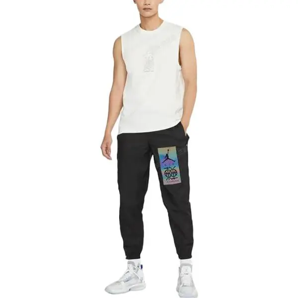 JORDAN Logo Printing Gradient Drawstring Lacing Bundle Feet Sports Pants/trousers/joggers Black