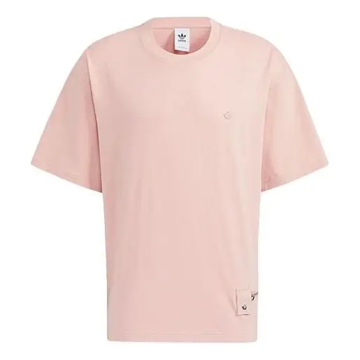 Adidas Originals Zipper Ss Tee Solid Color Sports Round Neck Short Sleeve Pink - Multi-color
