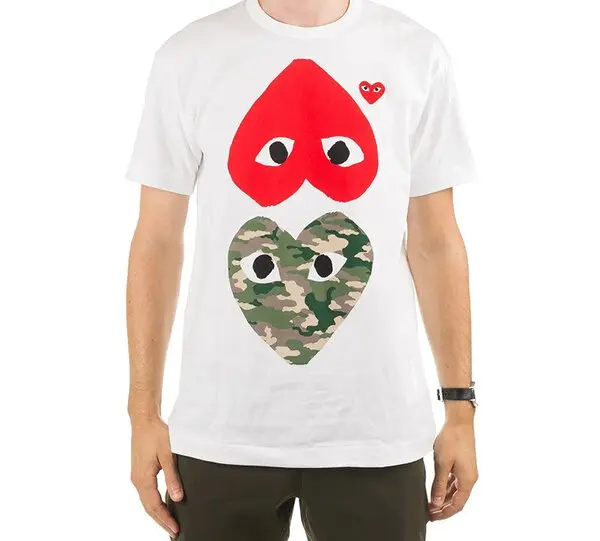 Play Comme Des Garcon Camouflage Logo Printing Short Sleeve Tee