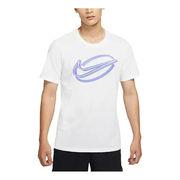 Nike Printing Geometry Pattern Logo Round Neck Short Sleeve White T-shirt - Multi-color