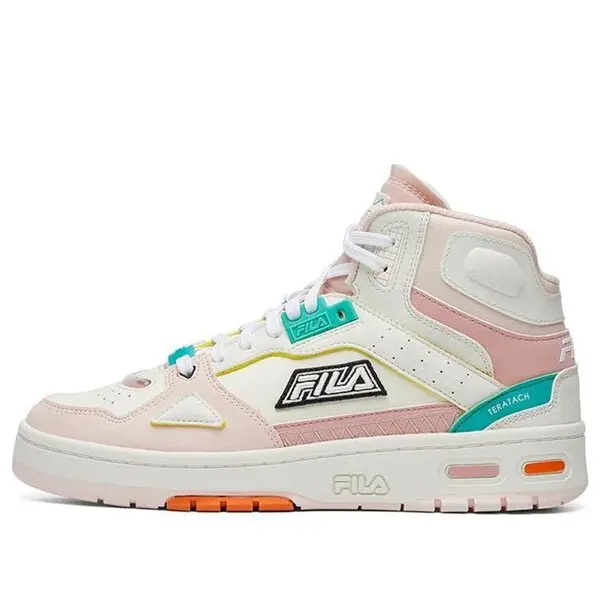 FILA FUSION Heritage Retro Basketball High Top Sneakers - White/pink/bue