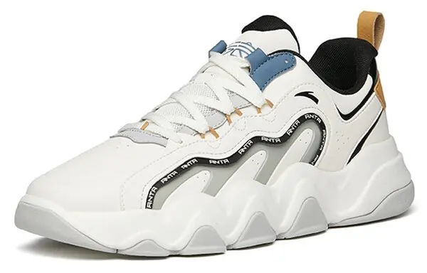 ANTA Athletic Lace Up Sneakers - White/black/yellow