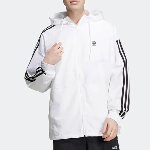 Adidas Neo Stripe Logo Hooded Track Jacket