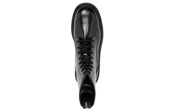 Alexander McQueen Polished Leather Lace-up Combat Boots