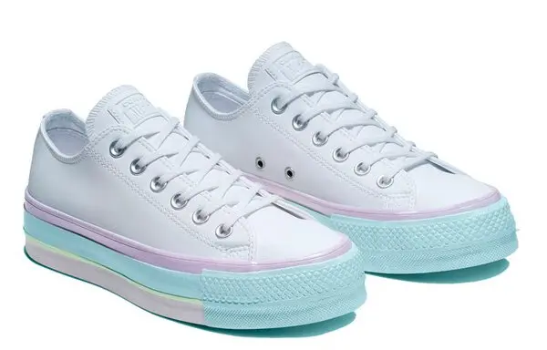 CONVERSE Chuck Taylor All Star Lift Low Platform Sneakers - White/purple/blue