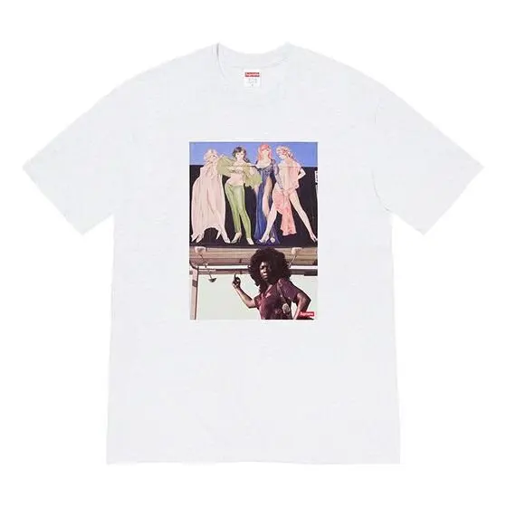 Supreme Fw19 Week 7 American Picture Tee Usa Photo Printing Short Sleeve Gray - Grey