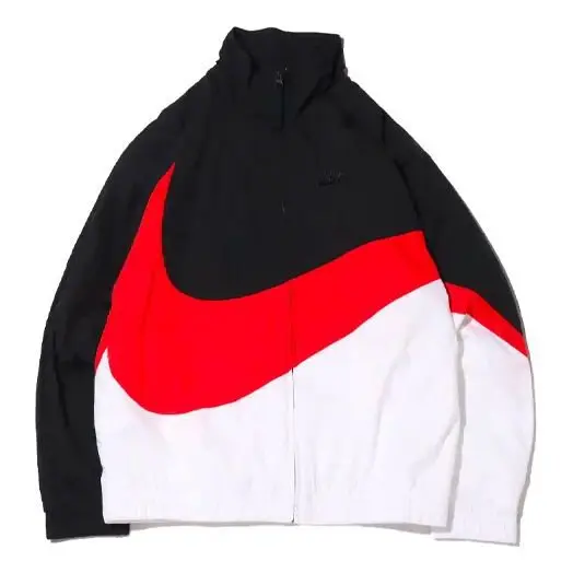 Nike Stand Collar Jacket With Large Swoosh Logo - Black