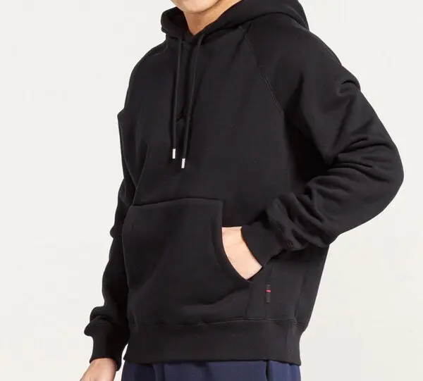 JORDAN Embroidered Fleece Lined Drawstring Pullover - Black