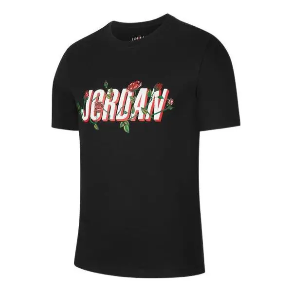 JORDAN Logo Alphabet Printing Round Neck Pullover Short Sleeve Black - Default Color