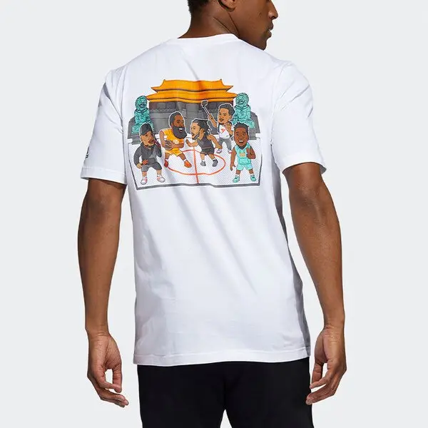 Adidas Beijing Tee Cartoon Printing Basketball Casual Sports Short Sleeve - White
