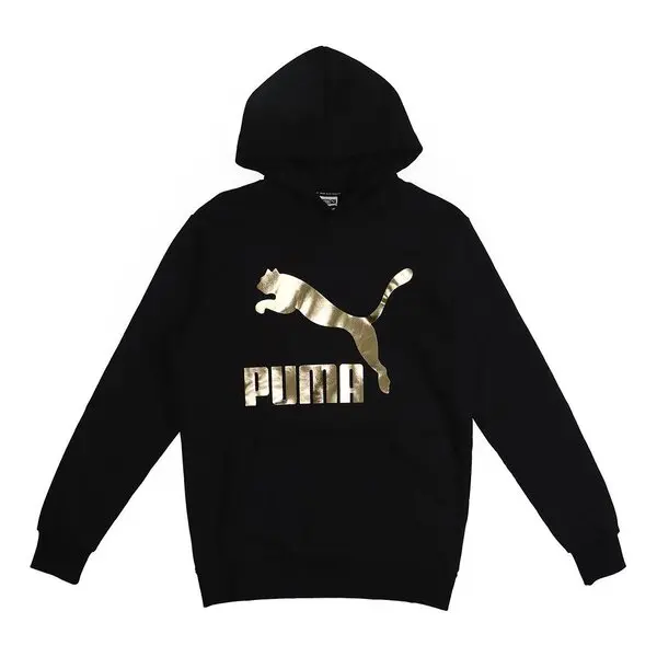 PUMA Classics Gold Logo Knit Pullover - Black