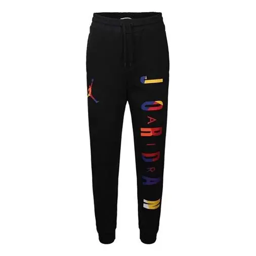 JORDAN Rivals Loopback Colorful Alphabet Logo Sports Long Pants - Black