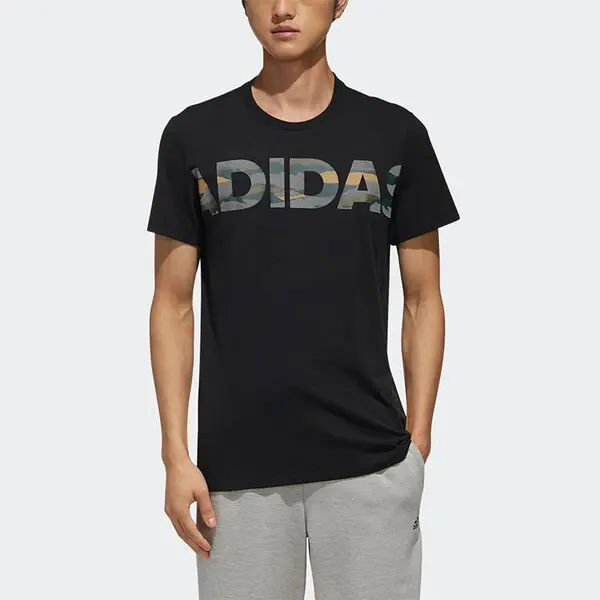 Adidas Logo Large Alphabet Printing Short Sleeve
