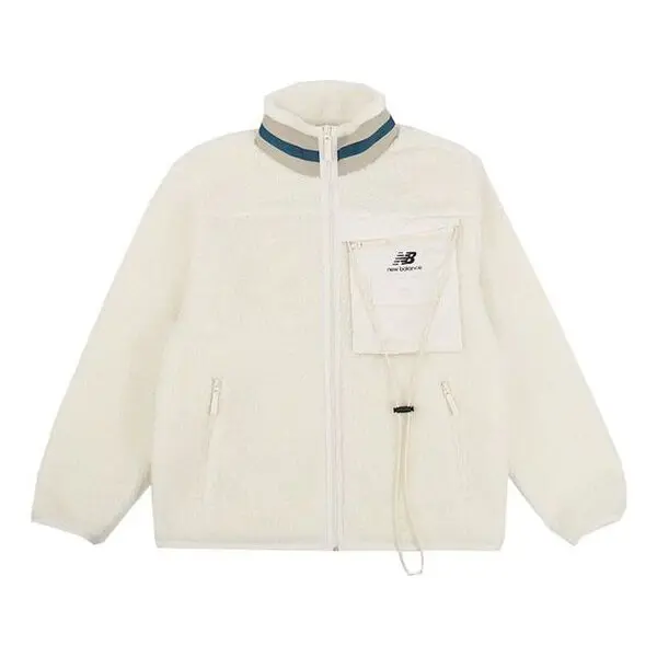 NEW BALANCE Stand Collar Knit Fleece Jacket - White