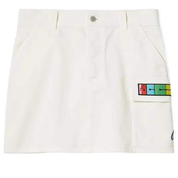 Gucci Mini Skirt With Patch Appliqu - Ivory