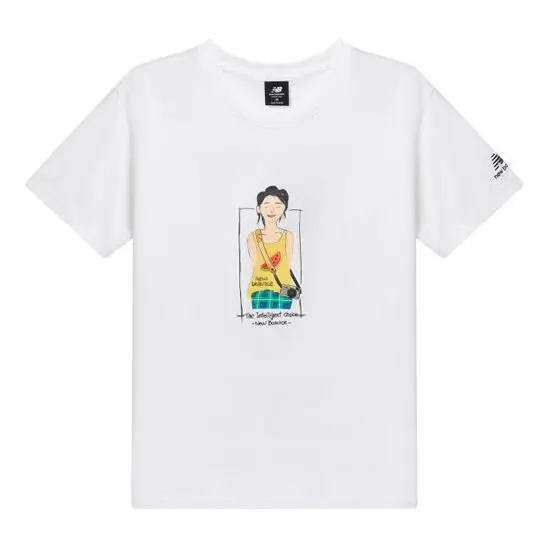 NEW BALANCE Graphic Print Round Neck T-shirt - White