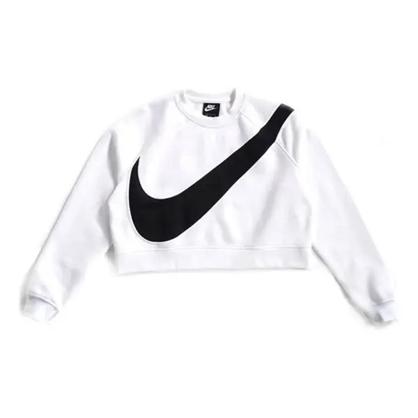 Nike Swoosh Fleece Cropped Crewneck - White