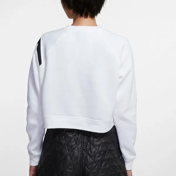 Nike Swoosh Fleece Cropped Crewneck - White