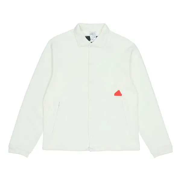 Adidas White Collared Jacket With Logo Detail
