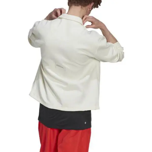 Adidas White Collared Jacket With Logo Detail