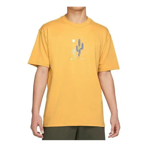 Nike Funny Cactus Flower Pattern Printing Short Sleeve Yellow T-shirt - Multi-color
