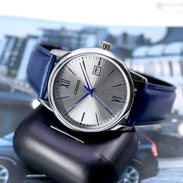 Casio Analog Quartz Watch With Leather Strap