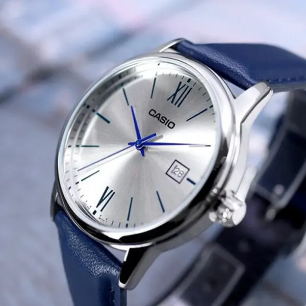 Casio Analog Quartz Watch With Leather Strap