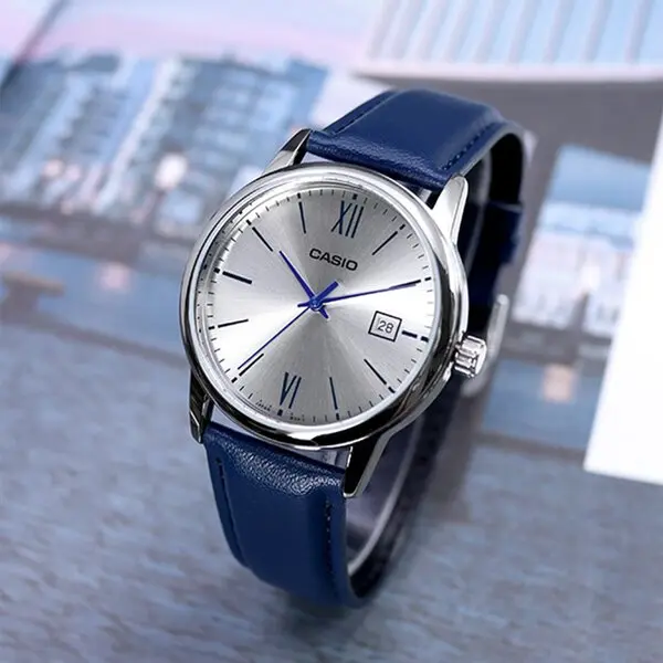 Casio Analog Quartz Watch With Leather Strap