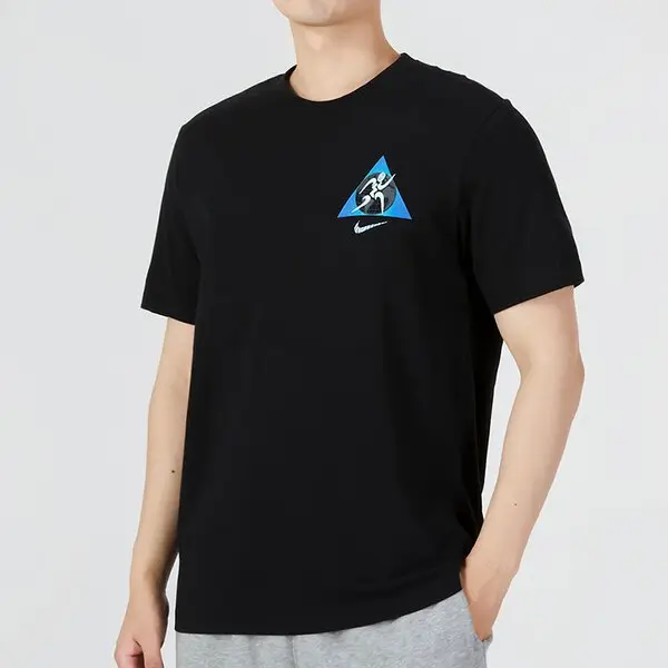 Nike Logo Printing Casual Short Sleeve Black T-shirt - Multi-color