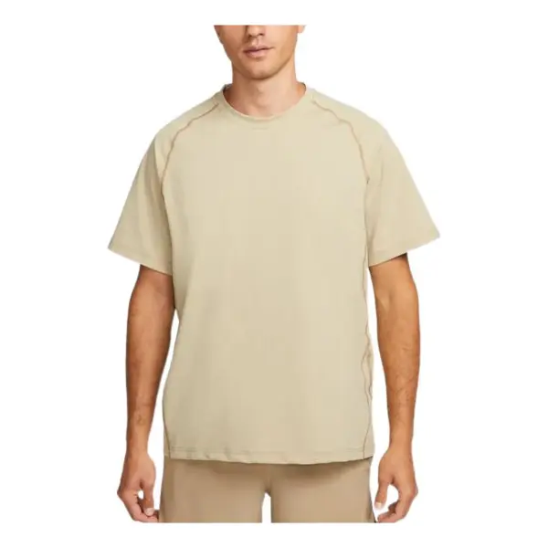 Nike Solid Color Alphabet Printing Round Neck Pullover Short Sleeve Khaki T-shirt - Default Color