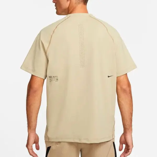 Nike Solid Color Alphabet Printing Round Neck Pullover Short Sleeve Khaki T-shirt - Default Color