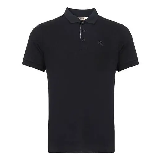 Burberry Logo Lapel Short Sleeve Polo Shirt - Black