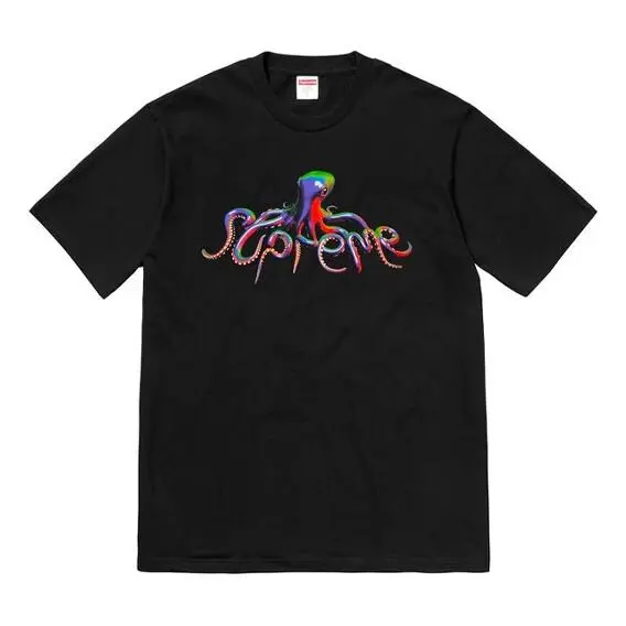 Supreme Ss18 Tentacles Tee Octopus Printing Short Sleeve - Black