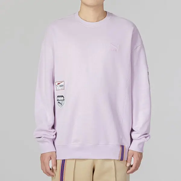 PUMA Team Badge Crewneck Sweater - Purple