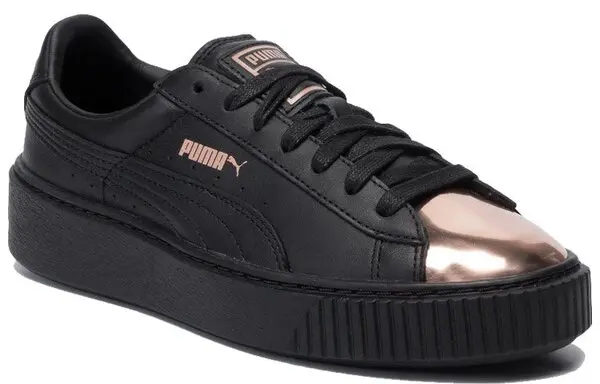 PUMA Basket Platform Metallic Rose Gold Sneakers