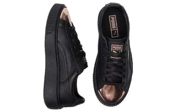 PUMA Basket Platform Metallic Rose Gold Sneakers